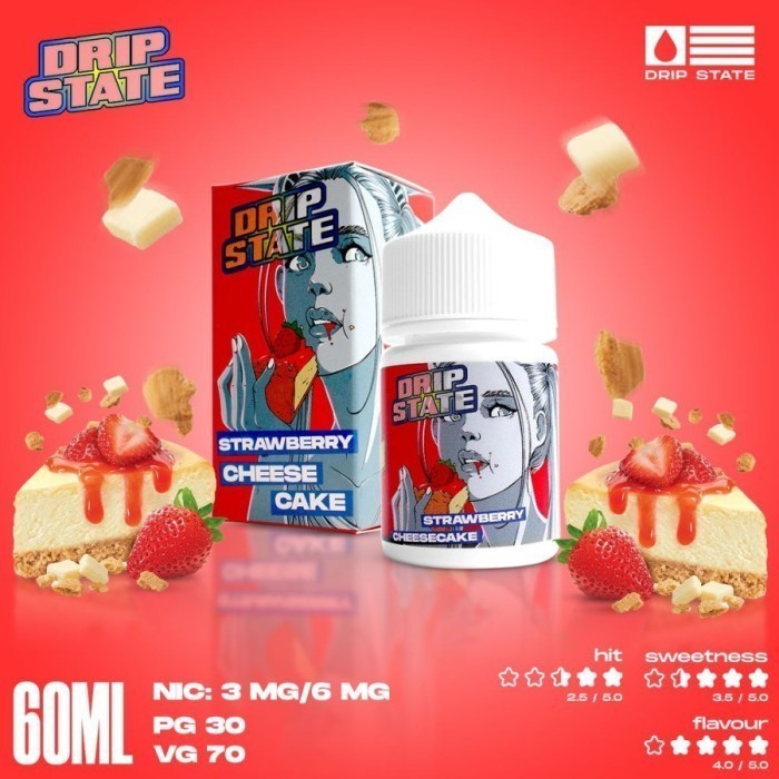 Jual DRIPSTATE STRAWBERRY CHEESECAKE LIQUID FREEBASE 60ML 100% AUTHENTIC | Shopee Indonesia