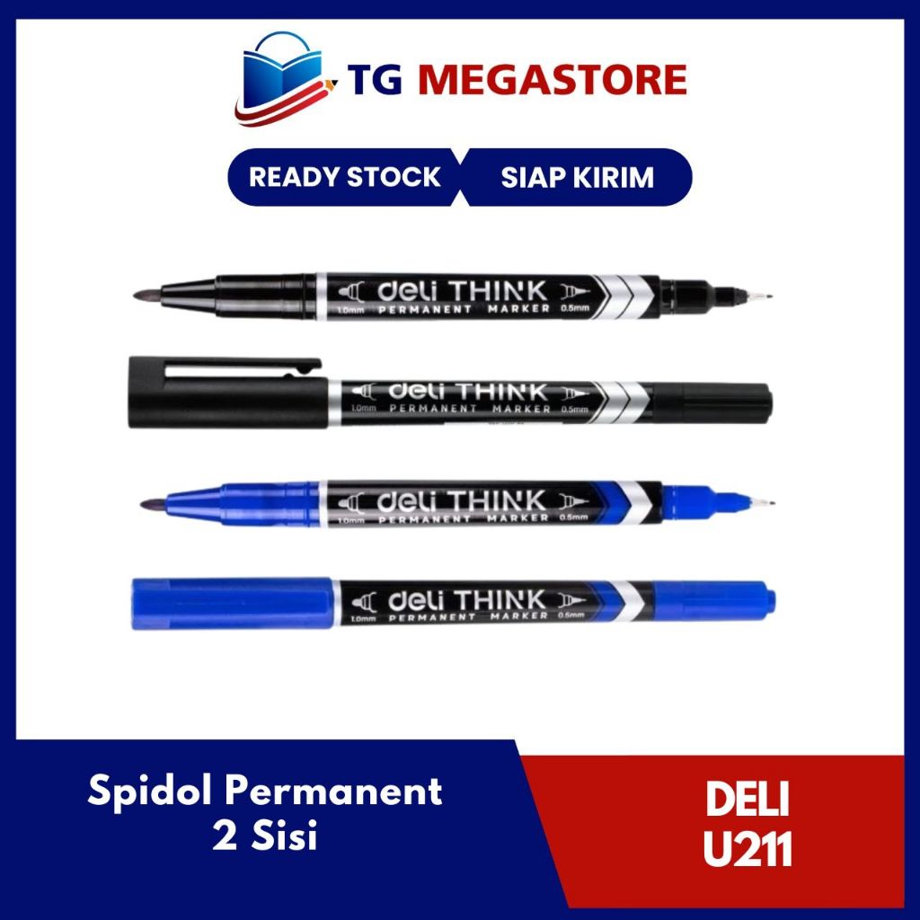 Jual Spidol Deli Think Permanent 2 Sisi - U211 | Shopee Indonesia