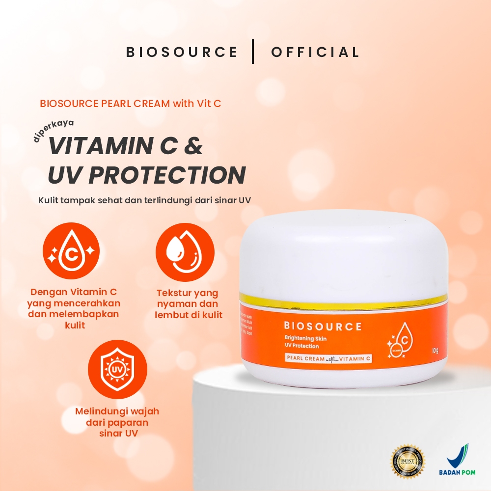 Jual BIOSOURCE Pearl Cream Vit C 10GR | Skincare BPOM | Shopee Indonesia