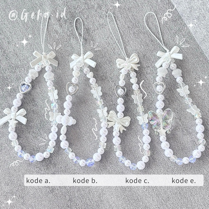Jual STRAP PHONE BEADS PUTIH SERIES- Strap phone beads panjang ...