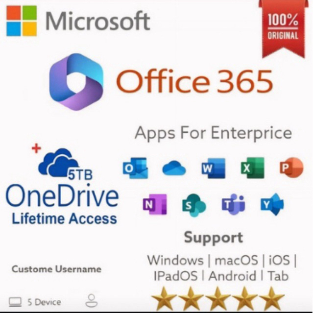 Jual Office 365 Plus One Drive 5 TB Original Lifetime For Mac Windows ...
