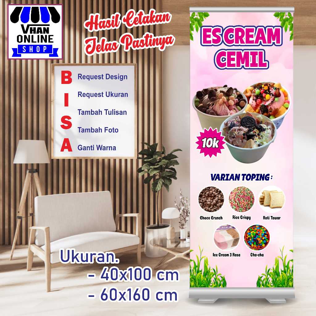 Jual Spanduk Banner Custom Dagang Es Cemil Viral Bahan Kuat | Shopee ...