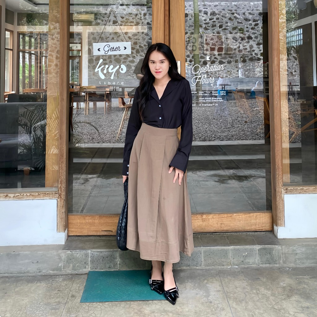 Jual (READY STOCK) Jasmine Skirt Rok Midi A line Rok linen Korean Skirt ...