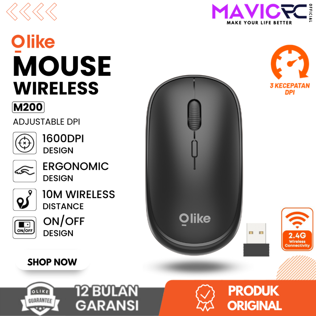 Jual OLIKE M200 Mouse Wireless Optical Mouse 2.4G Wireless Transmission ...