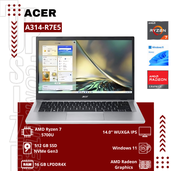 Jual Acer Aspire 3 A314-42P-R7E5 AMD Ryzen 7 5700 16GB 512GB 14" WUXGA ...
