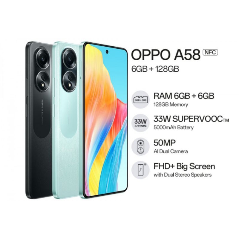 Jual Oppo A58 Ram {6/128GB dan 8/128GB} Garansi Resmi Indonesia 100% ...