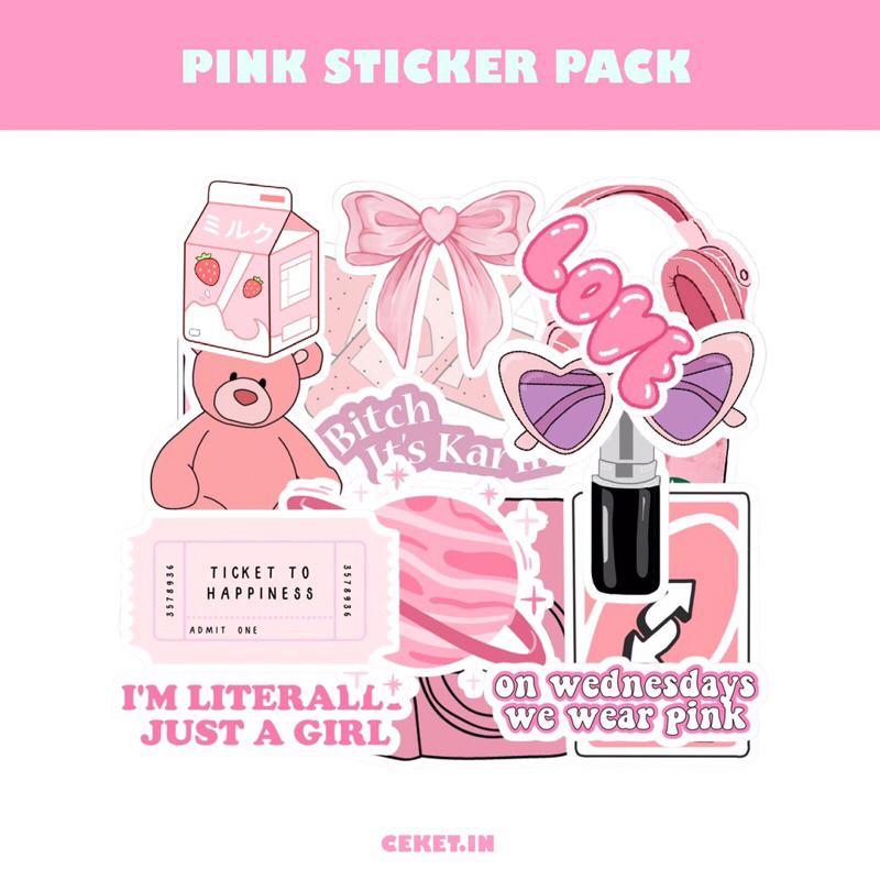 Jual Pink Sticker Pack (18pcs) | Shopee Indonesia