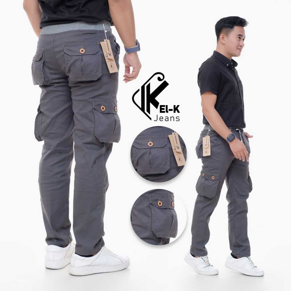 Jual Celana Cargo Panjang Pria size 27-45 Pinggang Karet Jumbo Melar Nyaman | Shopee Indonesia