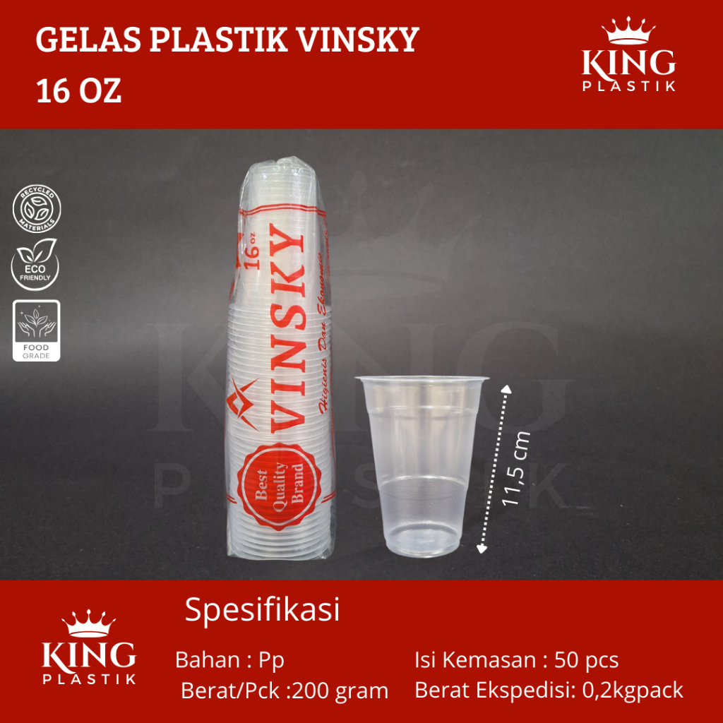 Jual Gelas Plastik Bening 16oz Isi 50pcs / Gelas Pop Ice / Cup Oz Datar Bening Vinsky isi 50pcs ...