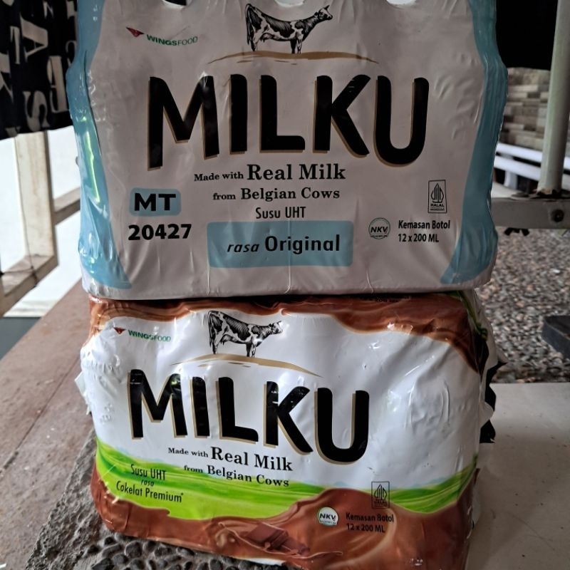 Jual MILKU Susu UHT Original Botol 200 ml MILKU Susu UHT Cokelat ...