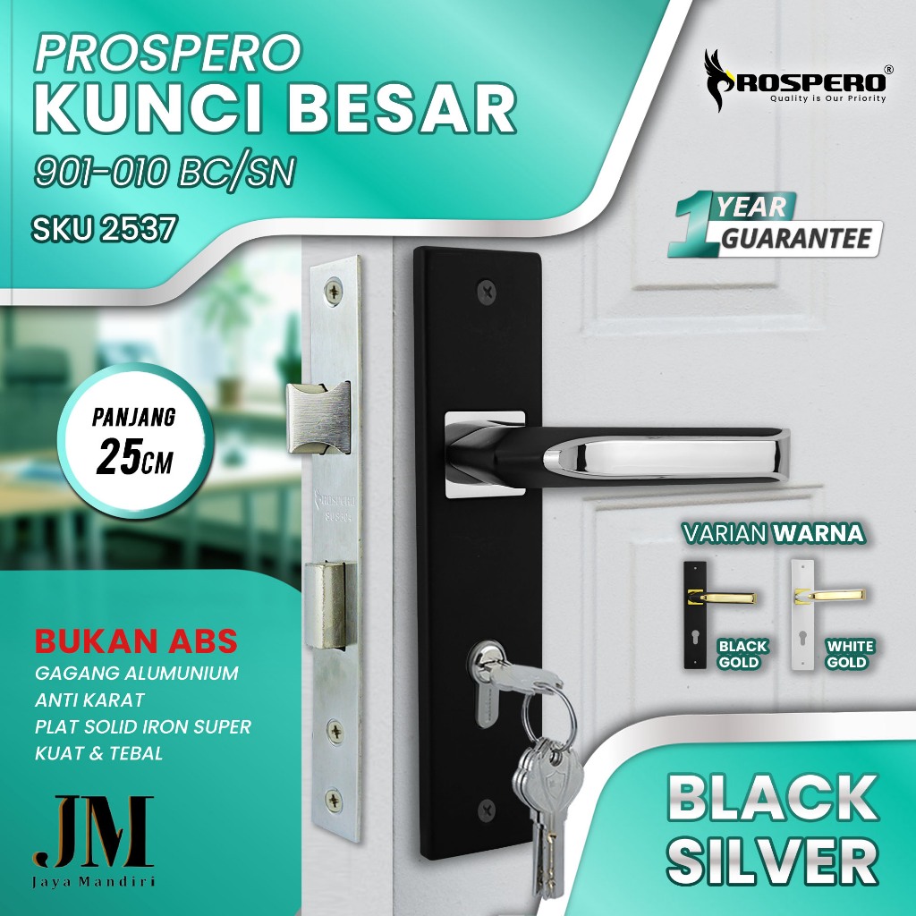 Jual Prospero Handle Pintu Rumah Black Silver Kunci Pintu Besar 25cm Premium 2537 | Shopee Indonesia