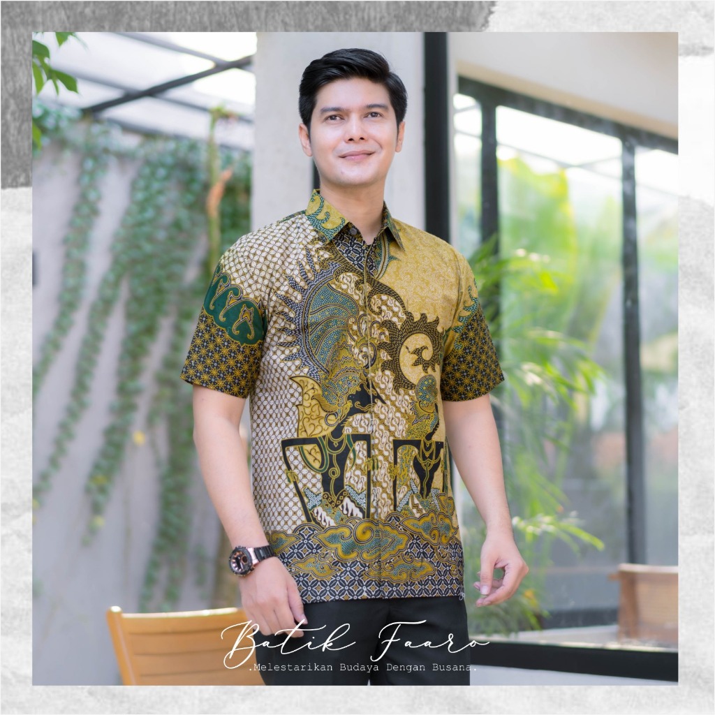 Jual Hem Batik Pria Wayang Mego Kuning Exclusive faaro | Shopee Indonesia