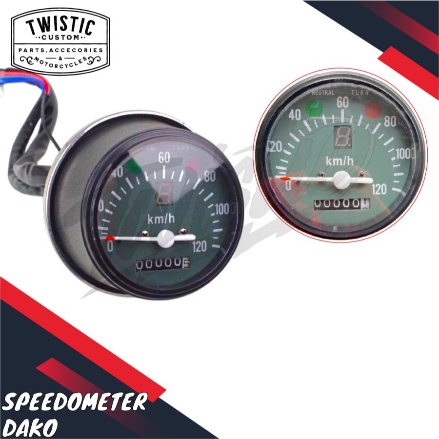 Jual Speedometer Analog Dako Indikator Gigi OEM Model CB Motor Custom Universal Caferacer ...