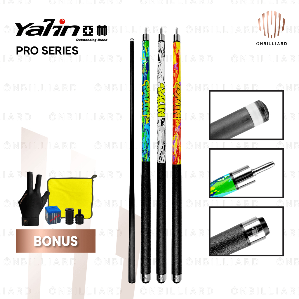 Jual YALIN PRO SERIES Play Cue Stick Carbon Low Deflection Stik ...