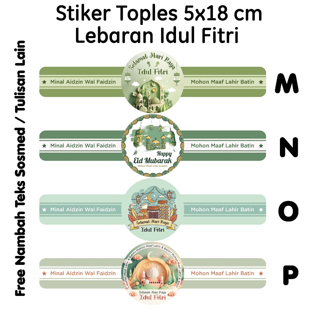 Jual 16 Pcs Stiker Toples lebaran Idul Fitri 5 x 18 cm B | Shopee Indonesia