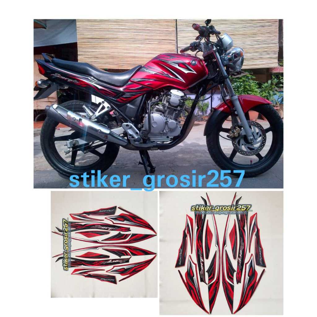 Jual STIKER STRIPING LIS LES BODY YAMAHA SCORPIO Z 2010 MERAH STANDAR ...
