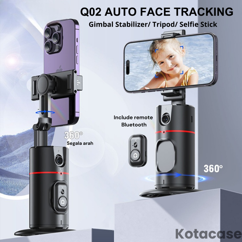 Jual SELFIE STICK Q02 Face Tracking Tripod Bluetooth Gimbal Stabilizer Tripod 360°Rotation ...