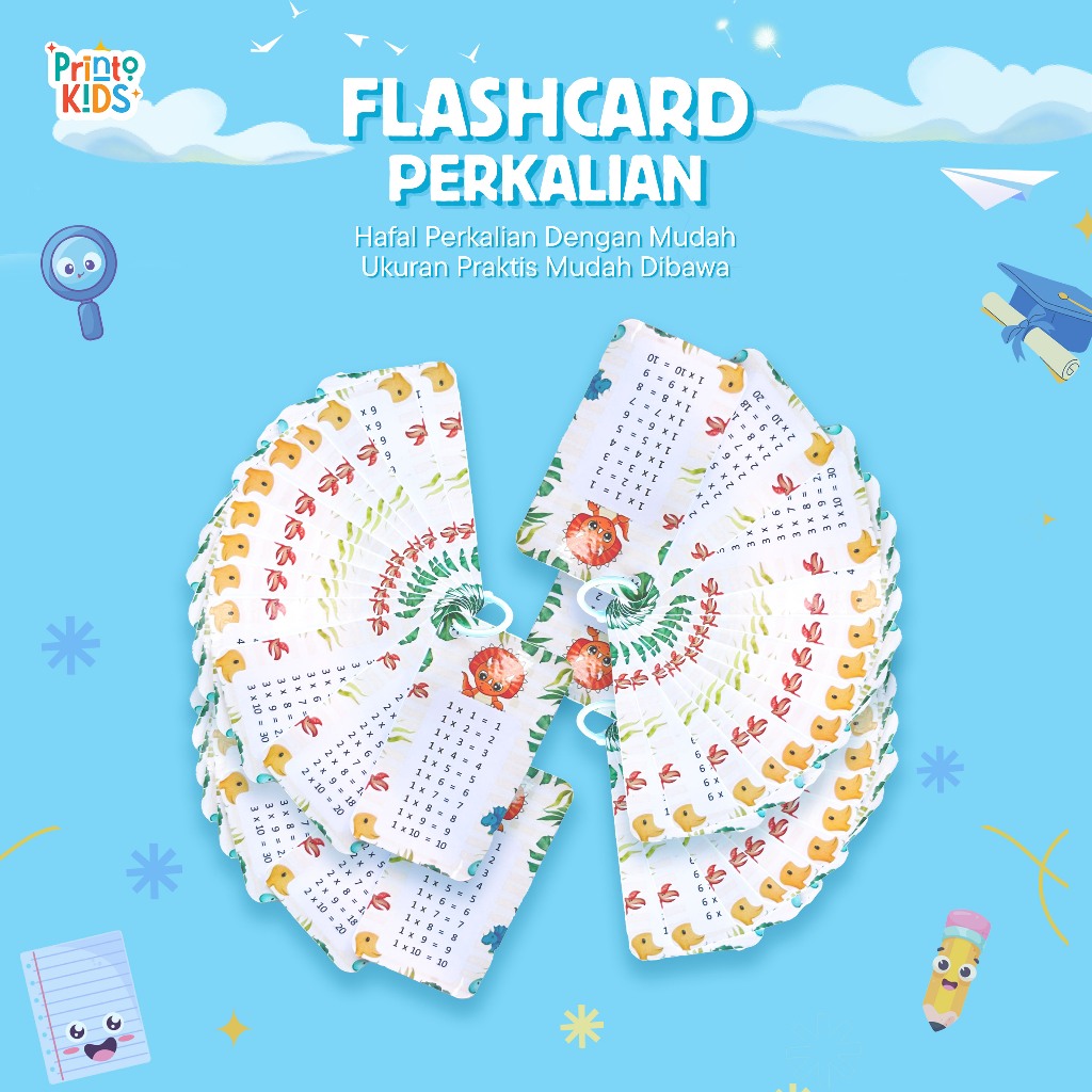 Jual (Free 50 Soal) Flashcard Perkalian Anak TK SD Mainan Edukasi ...