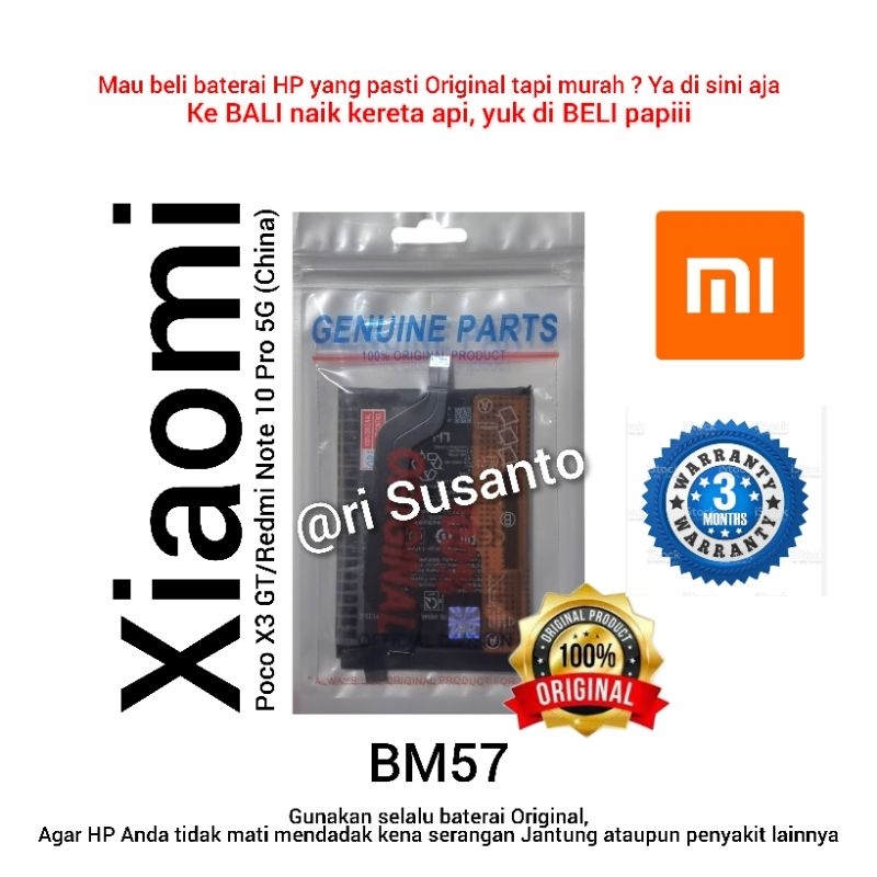 Jual Baterai Xiaomi Poco X3 GT / Redmi Note 10 Pro 5G (China) BM57 Asli (Original 100%) batere ...