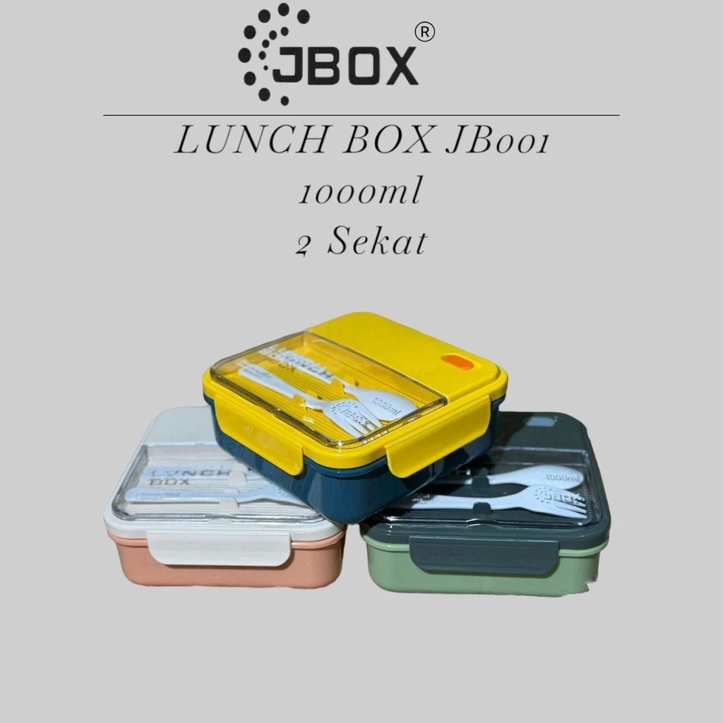 Jual JBOX Lunch Box Kotak Makan 1000ML 2 Sekat Free Sendok dan garpu JB001 | Shopee Indonesia