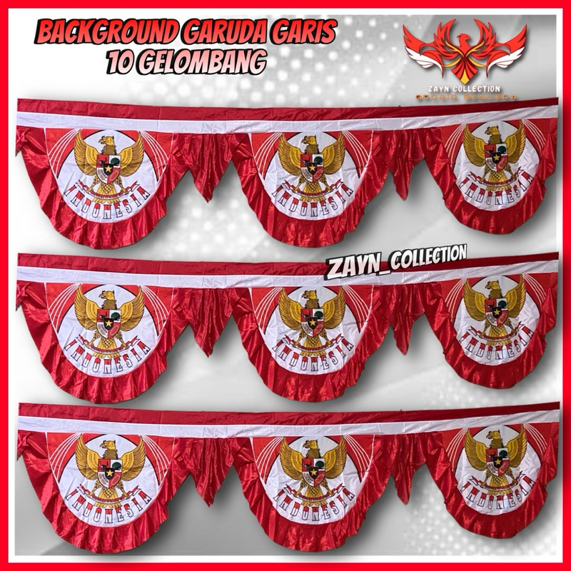 Jual BENDERA BACKGROUND GARUDA MERAH PUTIH 10 GELOMBANG/ BENDERA ...