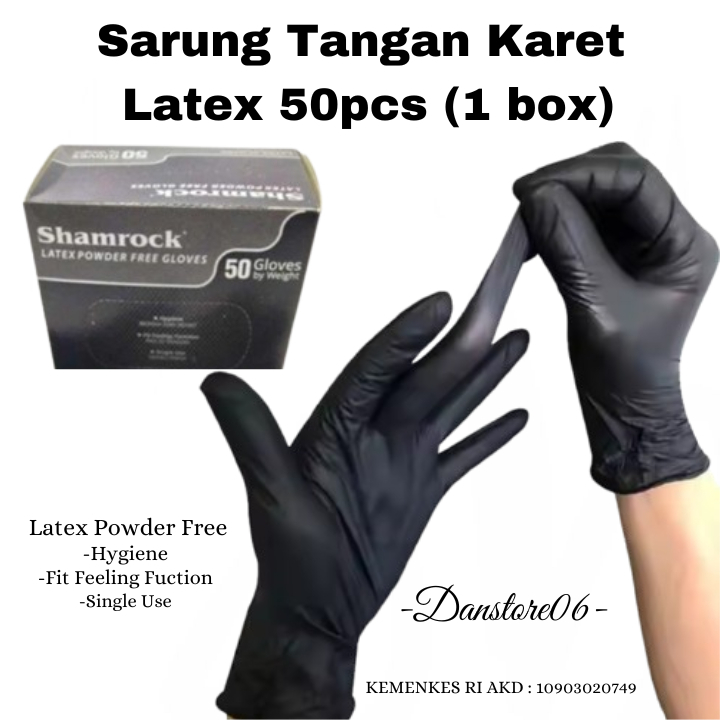 Jual 50pcs (1 box) Sarung Tangan Karet Latex SHAMROCK Powder Free ...