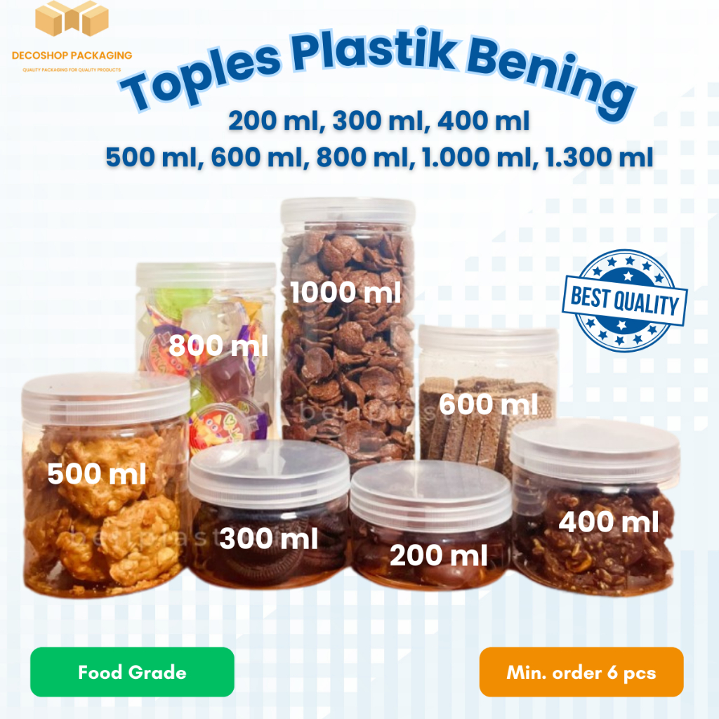 Jual Toples 800ml PET Tebal Bening Tabung Plastik / Toples Tempat Kue ...