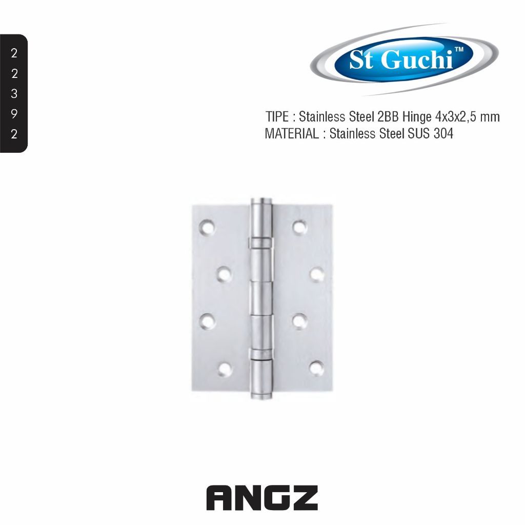 Jual Engsel Pintu ST GUCHI Hinge 2BB 102X75X2.5mm Flush with handle SS ...