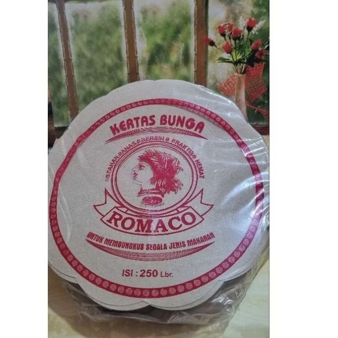 Jual Kertas Nasi Bulat Coklat Bunga Romaco 24cm Merah isi 250pcs ...