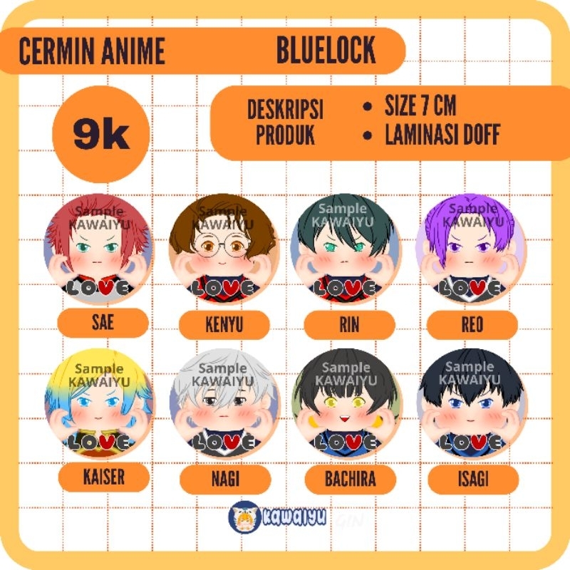 Jual BLUELOCK | Kaca Cermin Bulat Karakter Anime BlueLock | Pocket ...