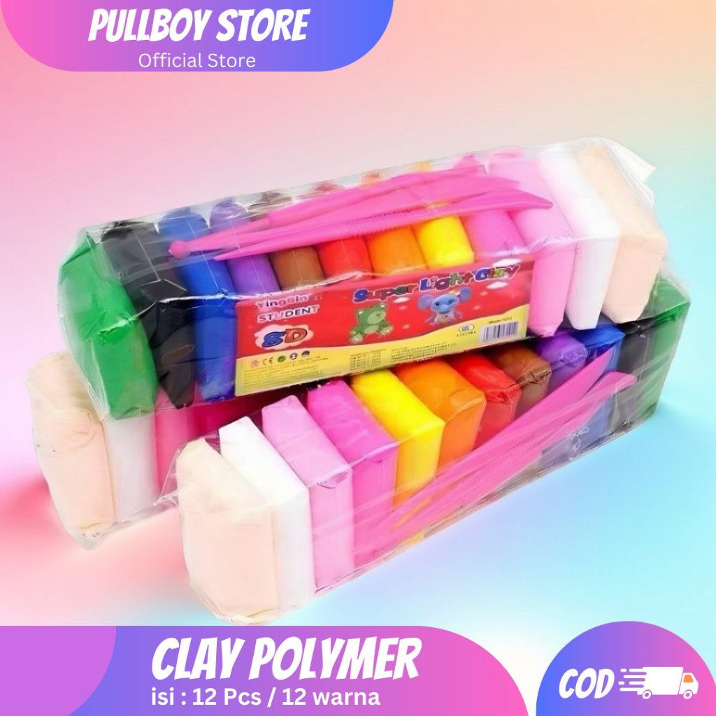 Jual Clay Mainan Anak Isi 12 Pcs Clay Polymer Jumbo Isi 12 Warna Mainan ...