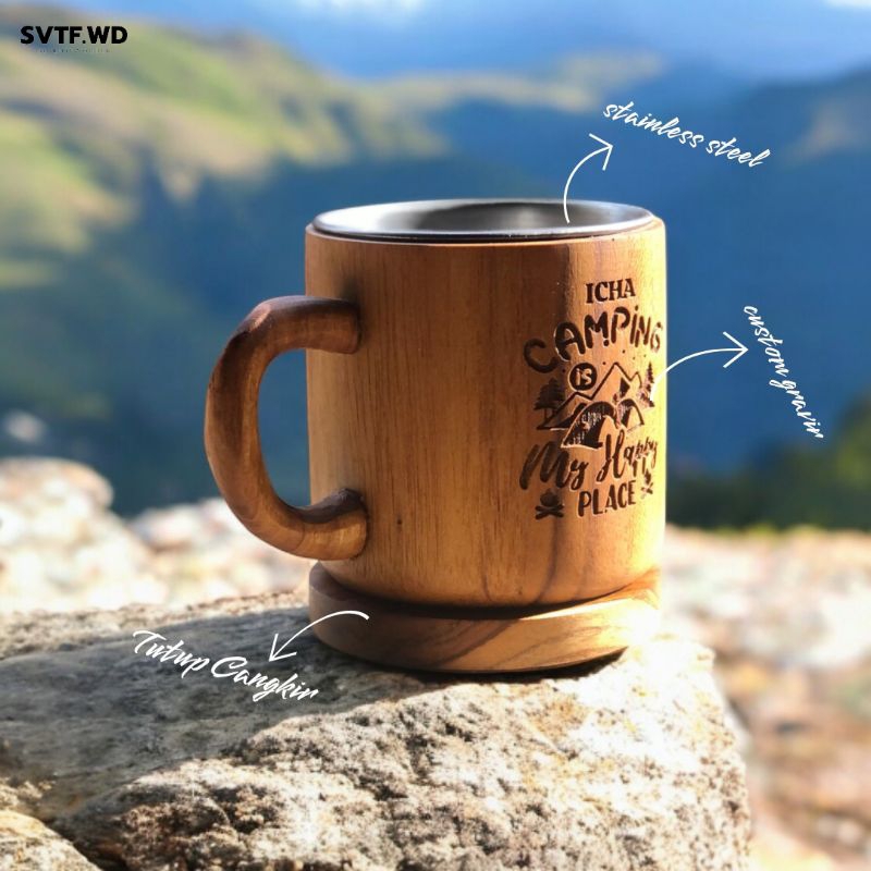 Jual Mug Kayu Jati Custom || Cangkir Kayu Jati Custom Nama/Logo/Tulisan ...
