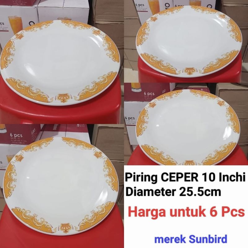 Jual piring makan keramik piring ceper piring lodor Mahkota ukuran 10 ...