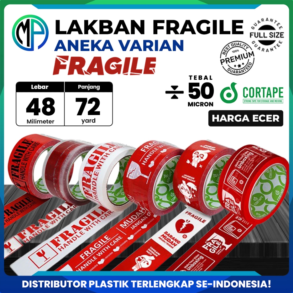 Jual Lakban / OPP Tape / Selotip Fragile dan Unboxing 2inch 48mm x ...