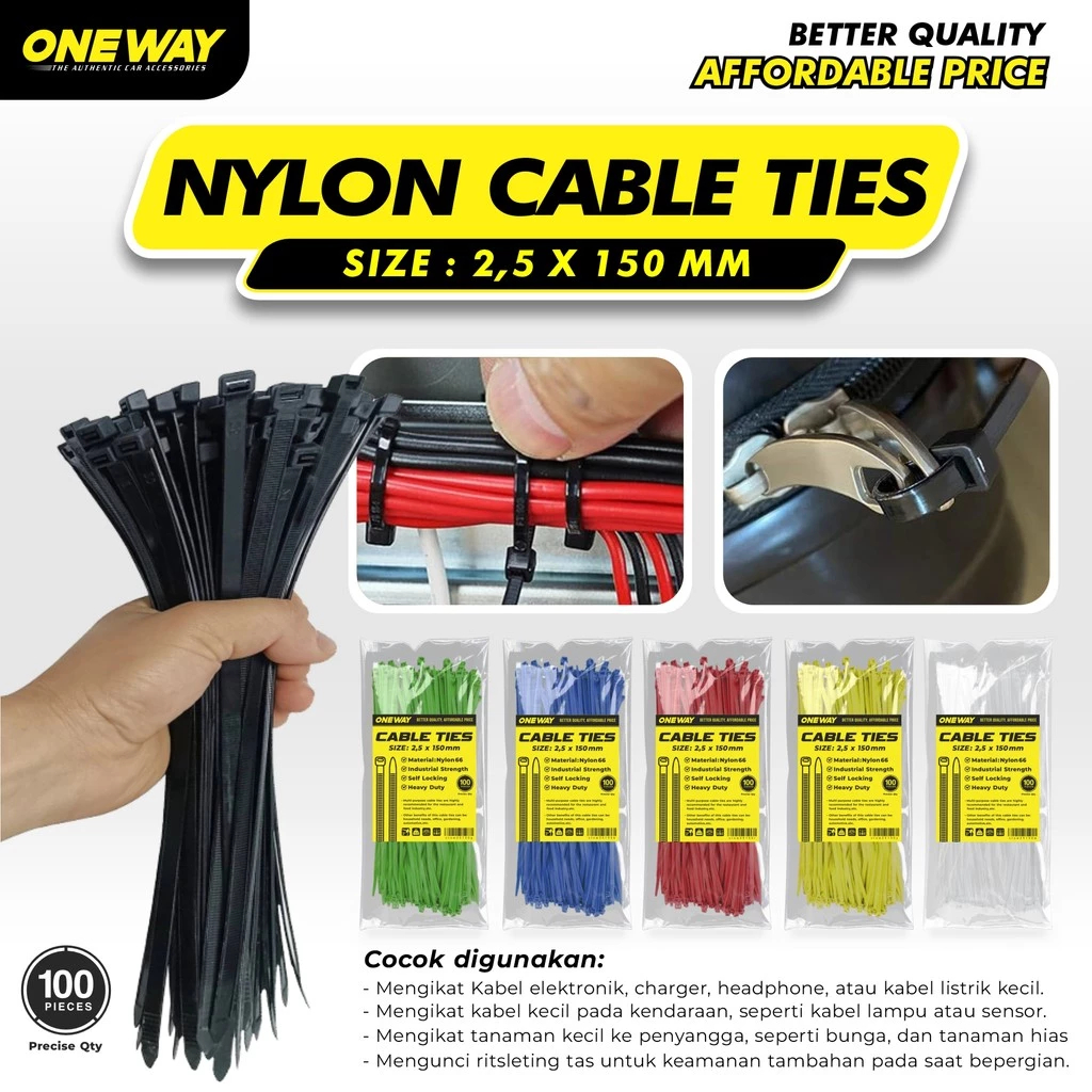 Jual Kabel Ties Nylon 2,5 x 150 mm 100 Pcs Kuat Serbaguna Ties untuk ...
