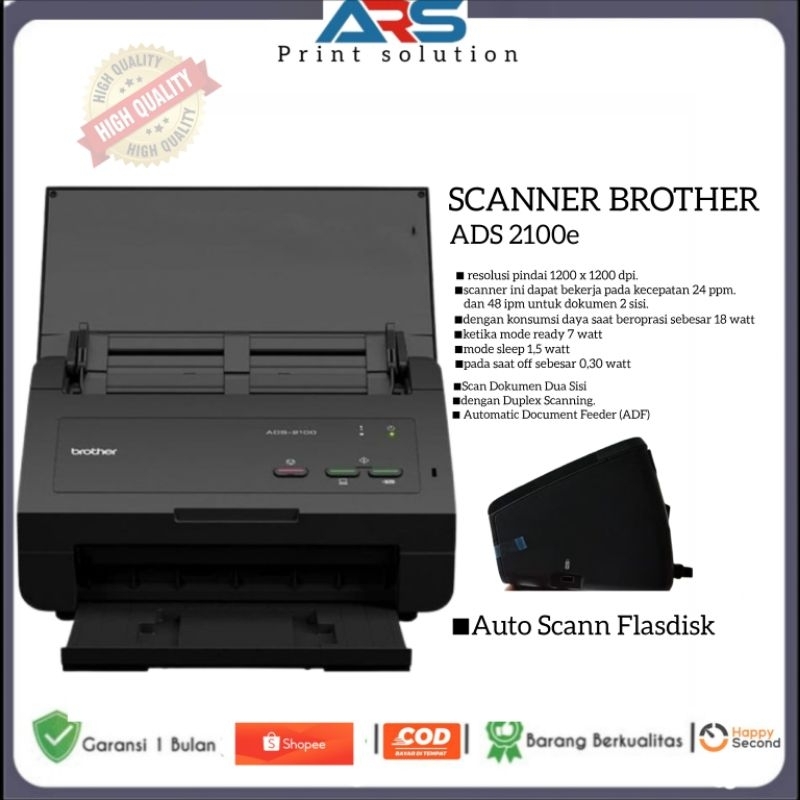 Jual scanner folio F4 A4 Brother Ads 2100e auto duplex mulus garansi ...