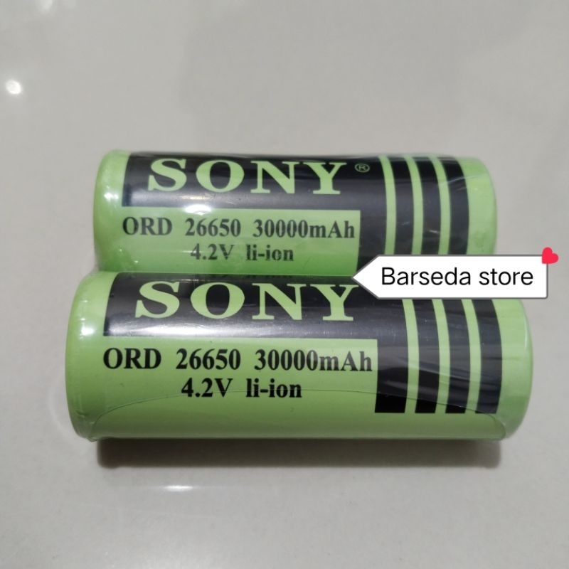 Jual Baterai Charger Sony HIJAU DATAR ORD 26650 30000mAh 4.2V li-Ion ...