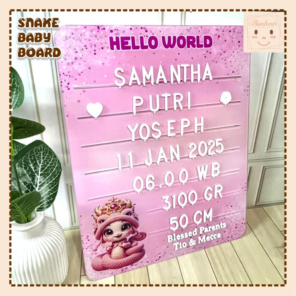 Jual 57. LETTER BOARD AKRILIK SHIO ULAR / PAPAN KELAHIRAN BAYI UV PRINT ...