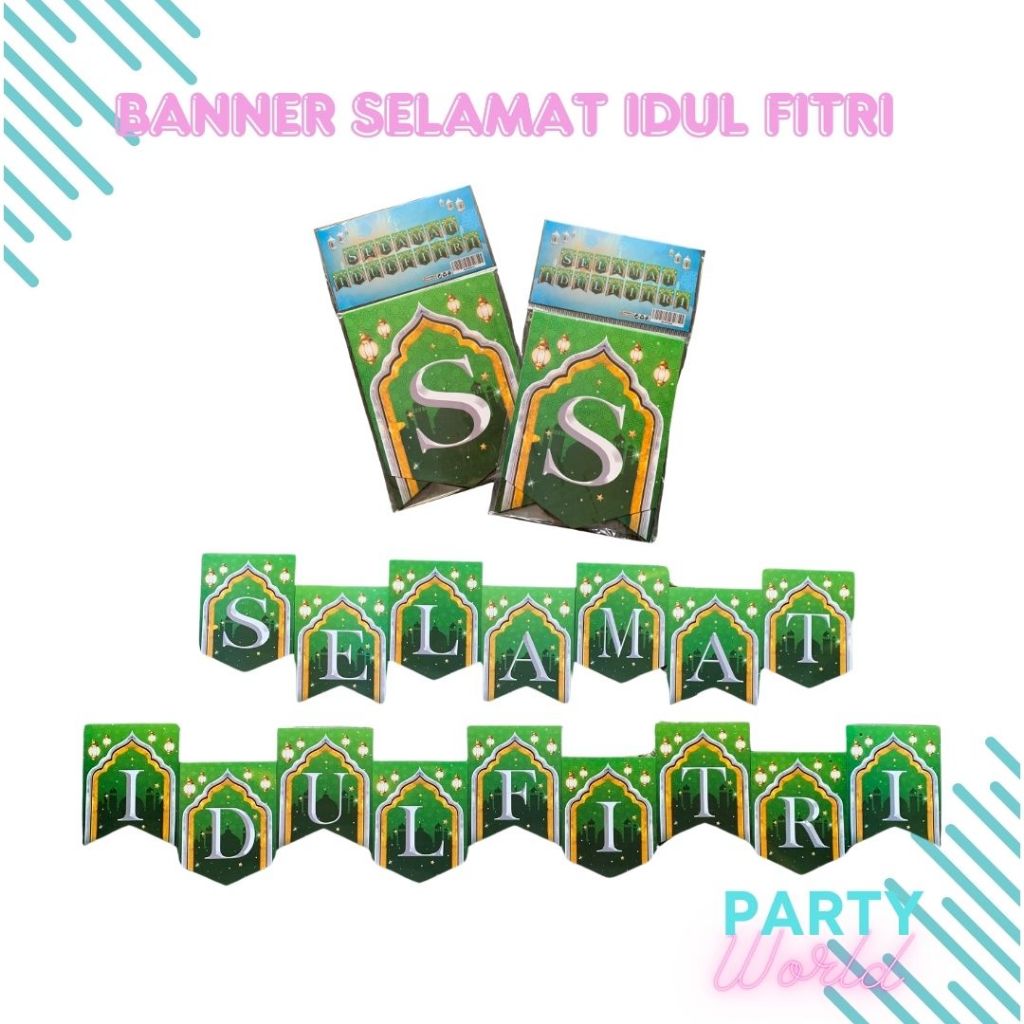 Jual Banner Selamat Idul Fitri /Ied Mubarok Bunting Flag Lebaran ...