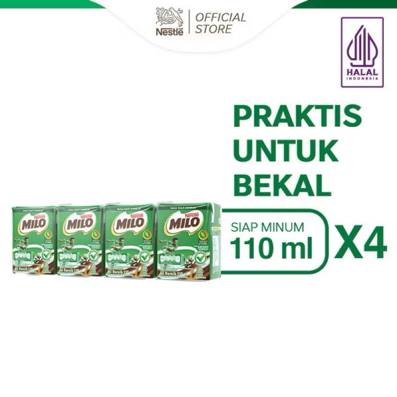 Jual MILO ACTIVE-GO 110ml x 4 UHT Multipack Minuman Mengandung Susu dan Cokelat | Shopee Indonesia
