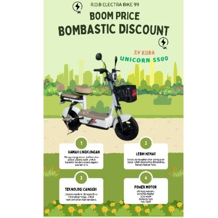 Jual Sepeda Listrik Termurah_EV Kuda Unicorn S500 | Shopee Indonesia