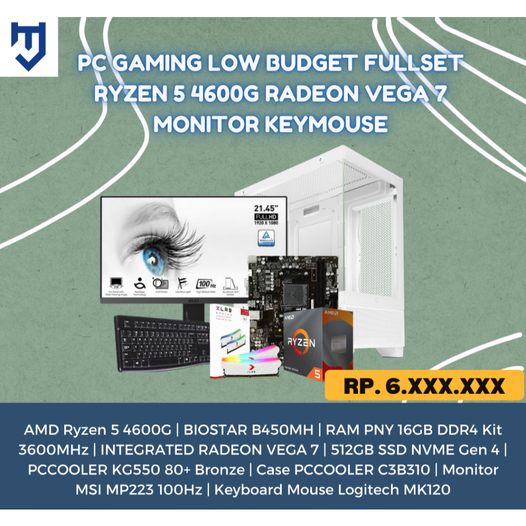 Jual FULL SET PC RENOIR RYZEN 5 4600G Ft RADEON VEGA 7 ALL NEW GARANSI ...