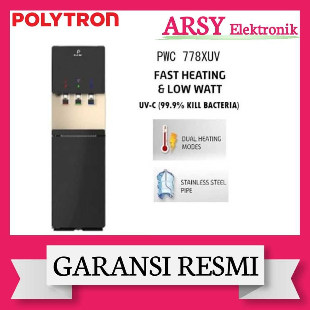 Jual DISPENSER POLYTRON GALON BAWAH 3KRAN PWC-778XUV PANAS,NORMAL ...