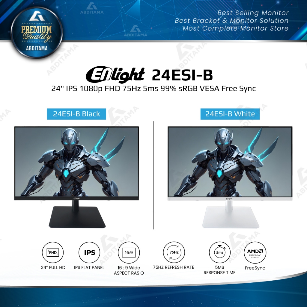 Jual Monitor LED ENLIGHT 24ESI-B 24" IPS FHD 75Hz 5ms HDMI VGA DC 99% ...