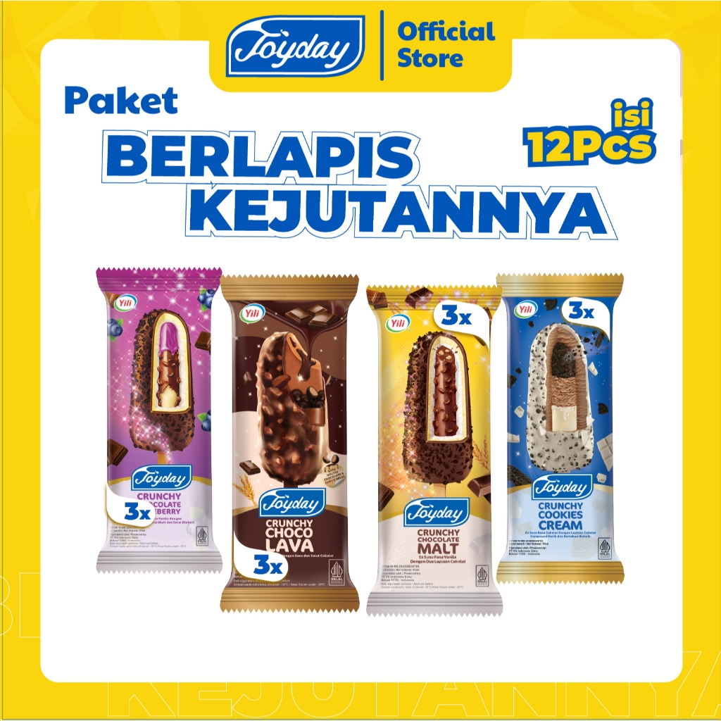 Jual Joyday Ice Cream PAKET BERLAPIS KEJUTANNYA - Isi 12 pcs Es Krim ...