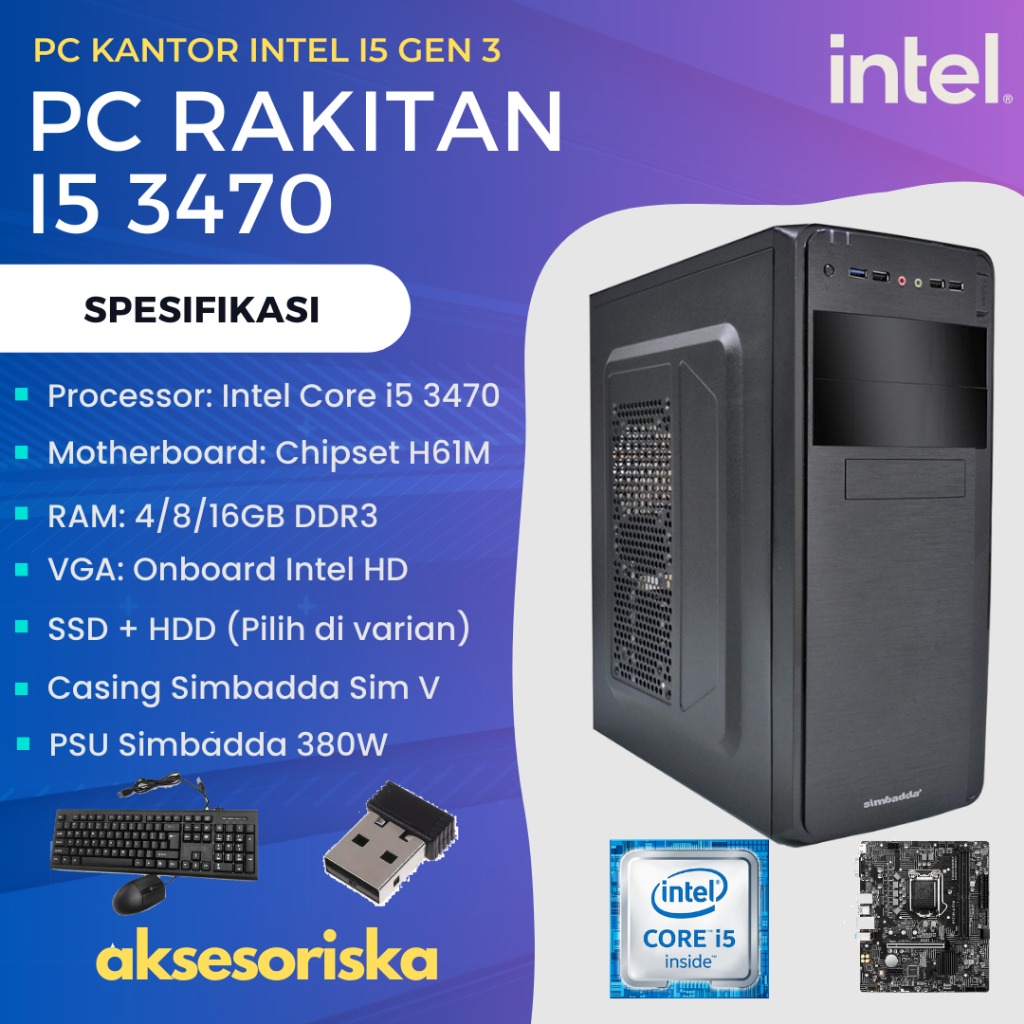 Jual PAKET CPU / PC RAKITAN INTEL Core i5 3470 PC Kantor / Rumah / Admin | Shopee Indonesia