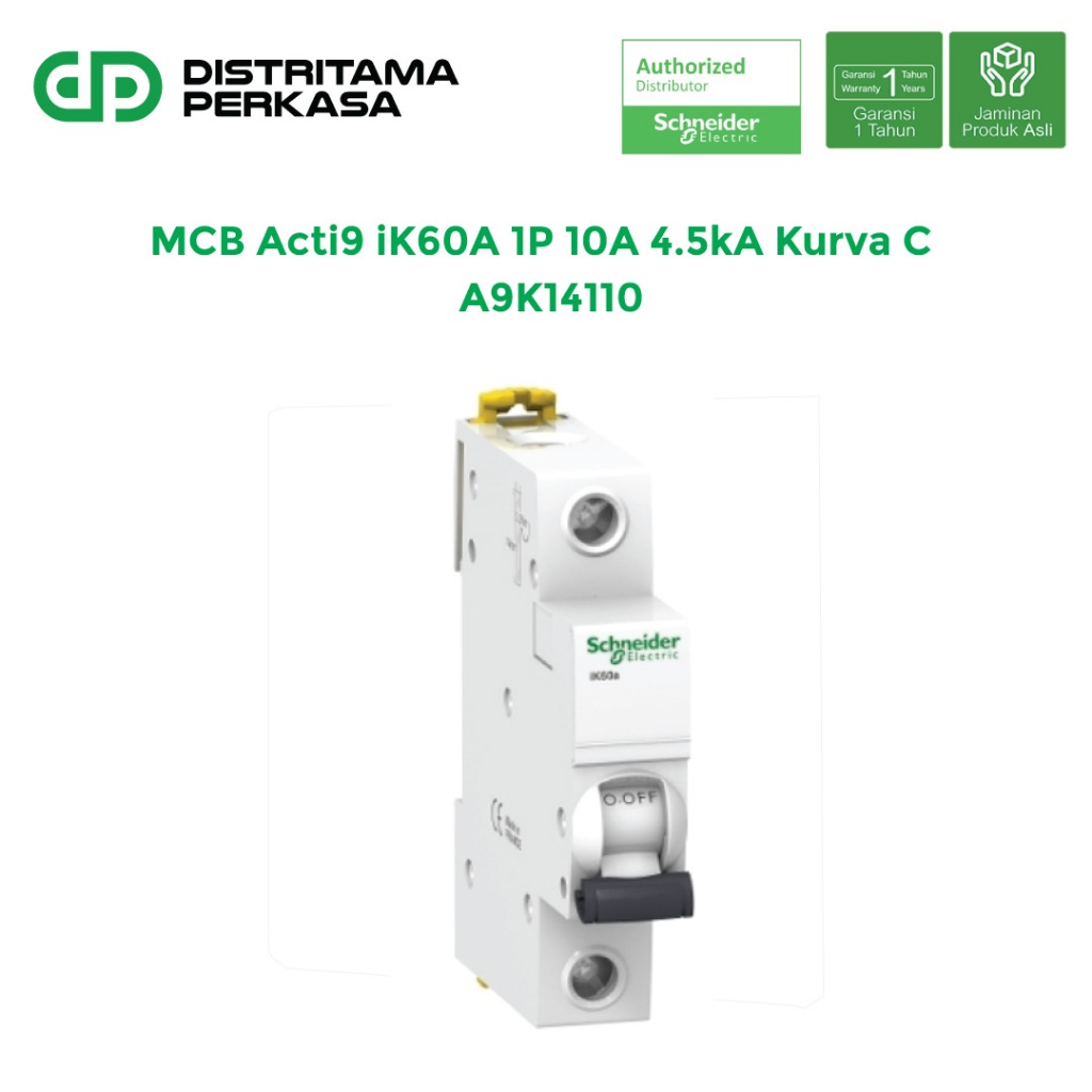 Jual Schneider MCB Acti9 iK60A 1P 10A 4.5kA Kurva C - A9K14110 | Shopee Indonesia