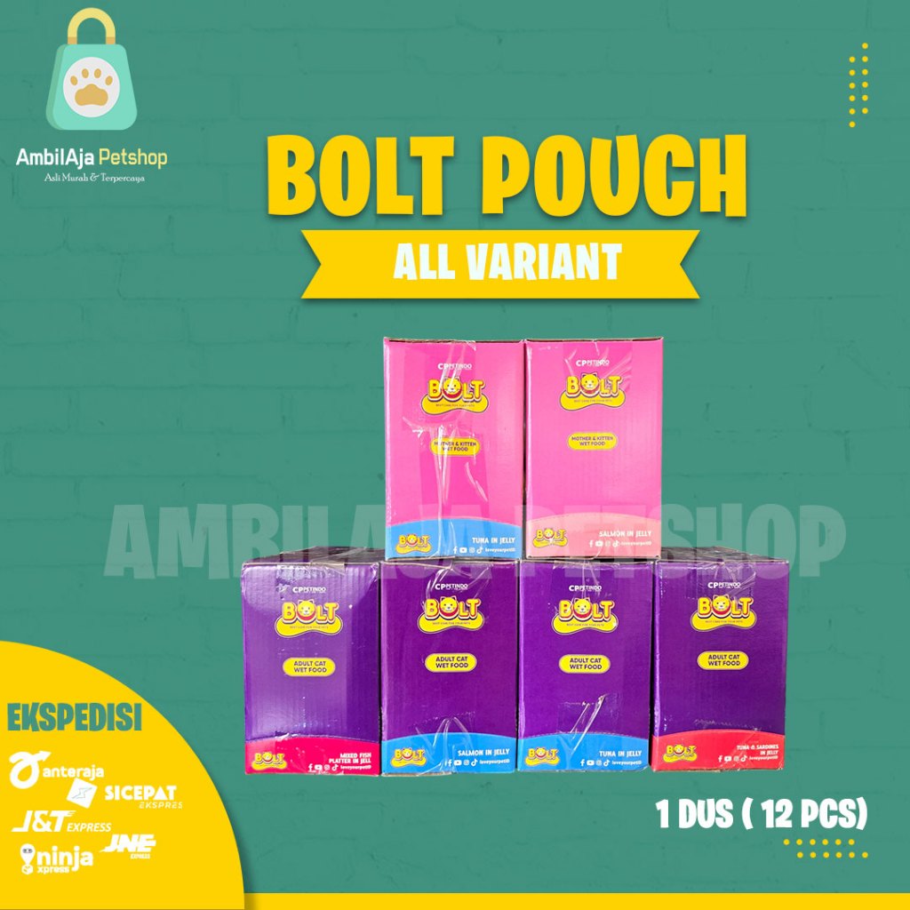 Jual BOLT POUCH Makanan Kucing Basah Bolt Cat Pouch 1Dus ( 12pcs ) All ...