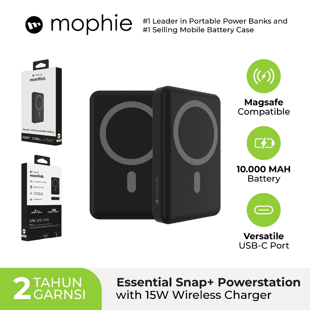 Jual Powerbank Magsafe Wireless Mophie Essential Snap+ Powerstation 10000mAh | Shopee Indonesia