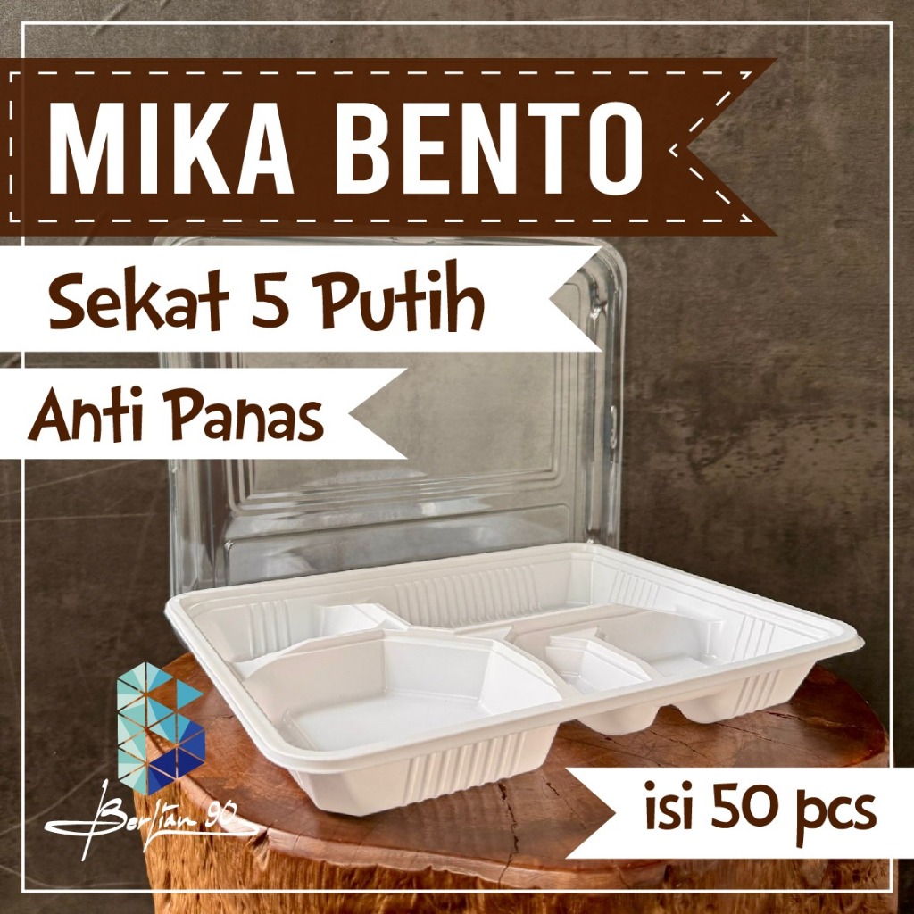 Jual Mika Bento Sekat 5 isi 50 / Tray Bento 5 Sekat / Mika Box Bento ...